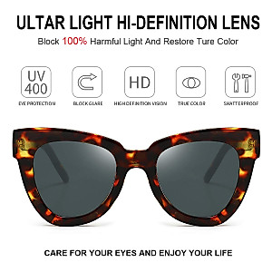 Dollger Retro Cat Eye Sunglasses Women Men Oversized Square Tortoise Shell Cateye Trendy Sunglasses Leopard