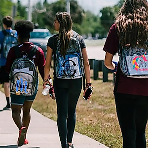 xrlsg Personalized Clear Backpack for Girls Boys Custom Name PVC Transparent Backpacks Perfect for School Office - Initial & Name 1