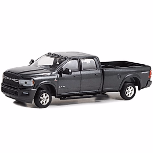 2022 RAM 2500 Big Horn Sport 4X4 Pickup Truck Granite Crystal Gray Metallic Showroom Floor Series 2 1/64 Diecast Model Car by Greenlight 68020 F