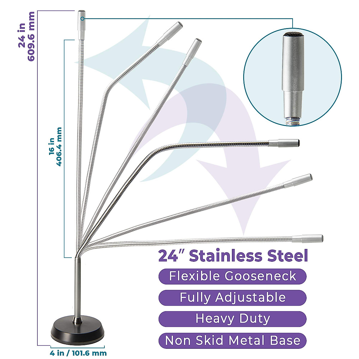 ECS WordSeeker Professional Gooseneck Conference Microphone 3.5 mm, Fully Adjustable Podium Mic, Heavy Duty Stainless Steel Neck