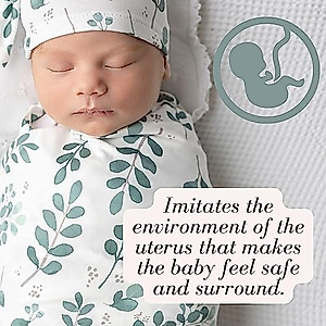 Vollmic Newborn Baby Girl Baby Boy Unisex Receiving Blanket Swaddle Blanket Swaddle Set with Matching Headband and Hat (Green)