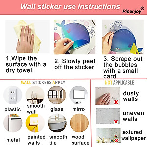 Pinenjoy Cute Mermaid Princess Wall Decal Cartoon Marine Life with Little Bubble Wall Stickers 42x42inch Removable Self-Adhesive Vinyl Wall Clings for Children's Bedroom Nursery Door Decorarion