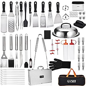 Commercial Chef 61 Piece Griddle Grill Accessories Set + BBQ Grilling Tools Grill Set for Smoker, Camping, Kitchen, Barbecue, Flat Top Teppanyaki Hibachi and Ideal Mens Gift