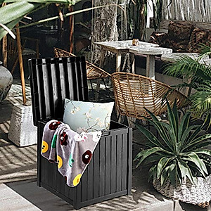 Outdoor Patio Medium Deck Storage Box Plastic Bench Box 51 Gallon Lightweight Storage Container and Organizer for Furniture Cushions,Garden Tools and Pool Toys