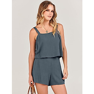 ANRABESS Womens 2 Piece Linen Sets Square Neck Crop Short Lounge Matching Sets 2024 Summer Trendy Beach Outfits 1020shenhui-XL