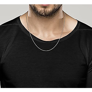 Miabella Solid Rhodium Plated 925 Sterling Silver Italian 1.5mm Diamond-Cut Braided Rope Chain Necklace for Men Women, Made in Italy (Length 22 Inches)