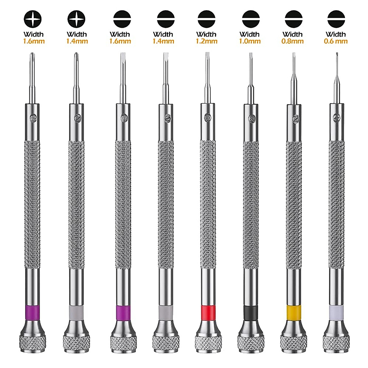8PCS Professional Screwdriver Set, VAKOGAL Micro Precision Screwdriver Kit 0.6-1.6mm, 8 Extra Replace Blades for Watch Repair, Eyeglasses Repair, Jewelry Work, Electronics Repair