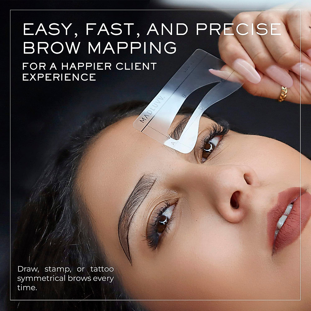 MADLUVV Eyebrow Shaper Stencils, Reusable Brow Mapping Template for PMU Professionals, Semi-Permanent Makeup Mapping, 6 Stencils (3 Stencil Shapes in Both Petite and Regular Sizes) - Classic Set