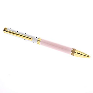 Graphique Pretty Floral Fashion Pen, 5.5" Refillable Black Ink Ballpoint Pink w/"Think Happy" Quote & Matching Gift Box, Makes a Beautiful, Unique Gift
