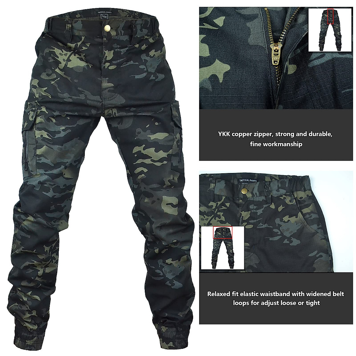 MEGE KNIGHT Men's Outdoor Hiking Pants, Tactical Pants Lightweight Casual Work Ripstop Cargo Pants for Men with Pockets UCP