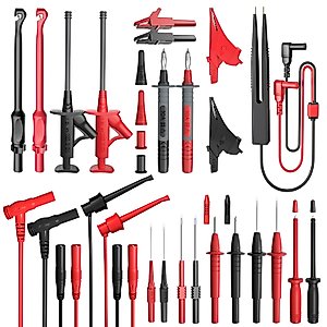 Goupchn 25PCS Silicone Multimeter Test Leads Kit with Replaceable Wire Piercing Probes, Alligator Clips, Test Hook Clips, Test Tweezer for Digital Electrical Multimeter Testing