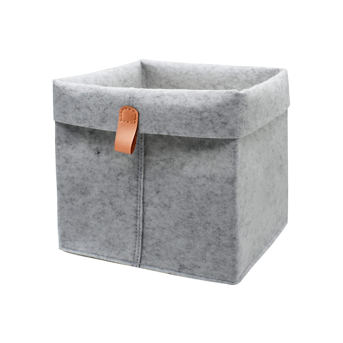 WisePoint Felt Storage Basket, Folded Closet Storage Bins Large Capacity Cube Storage Bin with Hanger, Multifuctional Storage Bins for Shelves, Clothing, Books, Shoes (light gray)