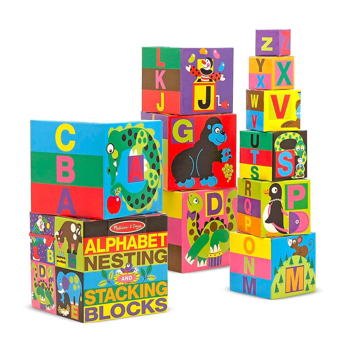 Melissa & Doug Deluxe 10-Piece Alphabet Nesting and Stacking Blocks - FSC Certified