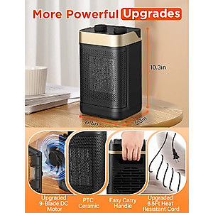 Space Heater, Fast Heat Electric Portable Heater 90°Oscillation, 1500W Small Space Heaters for Indoor Use, Overheat&Tip-Over Protection, Electric Heater Safe Ceramic Heater Fan for Bedroom Office Home