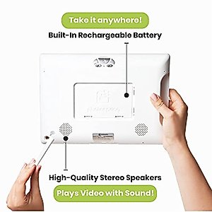 PhotoSpring 10in WiFi Digital Picture Frame with Battery, Send Photos from Anywhere via Email, App, or Web, Easy Touch Screen Setup, 1280x800 Display, Plays Videos, White