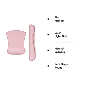 Keyboard Wrist Rest Pad and Ergonomic Mouse Pad with Wrist Rest Support,Gel Memory Foam Nonslip Cute Mousepads Mat Comfortable for Home Office Efficient Working Easy Typing & Pain Relief,Light Pink