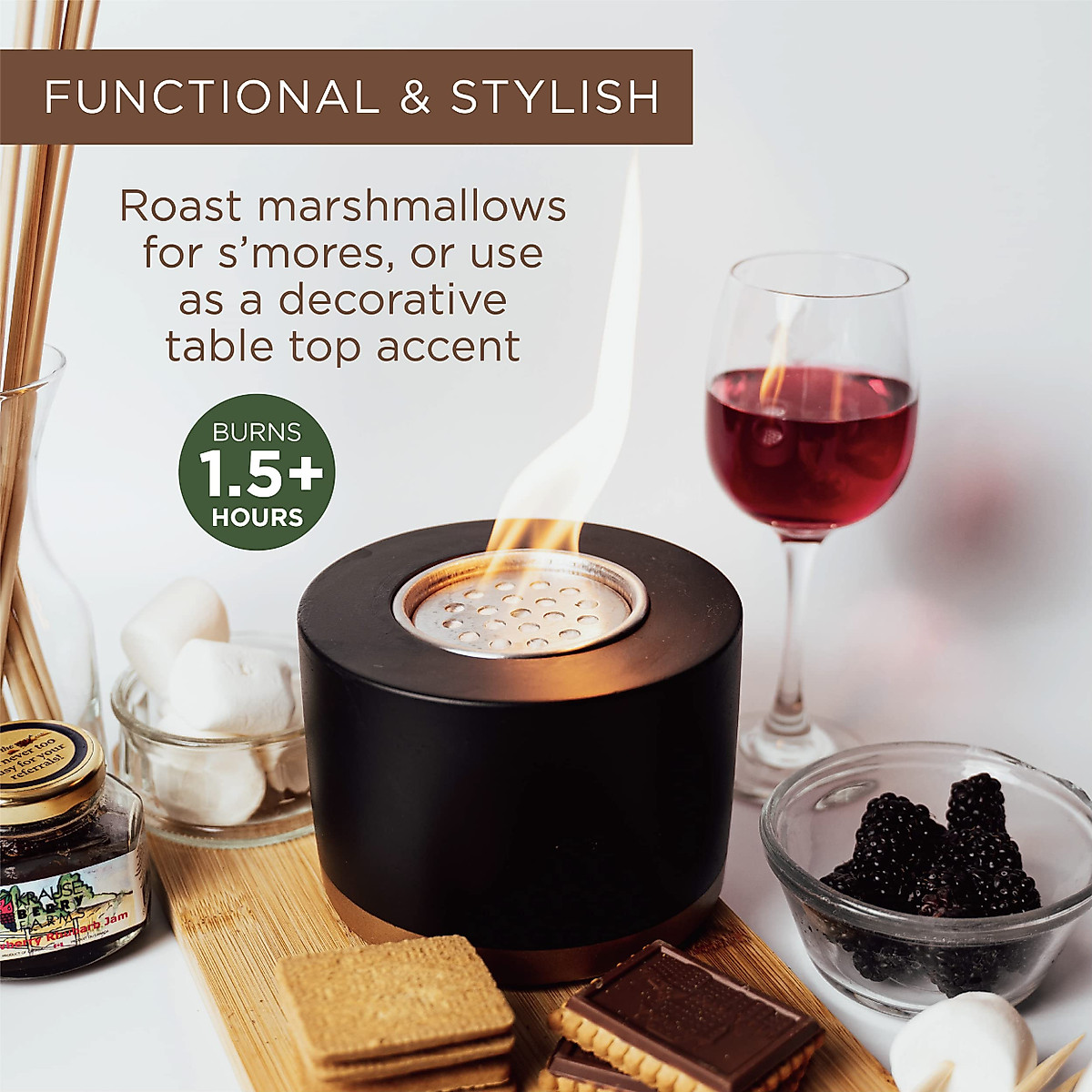 Tabletop Fire Pit for Indoor or Outdoor Use - Smokeless and Odorless Table Top Fire Pit Bowl Perfect for S'More, Party and Gifts - Portable Mini Fire Pit Easy to Use and Long Lasting (Terrazzo)