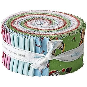 Riley Blake Designs Lindsay Wilkes Christmas Joys Rolie Polie 40 2.5-inch Strips Jelly Roll Riley Blake RP-12250-40, Assorted