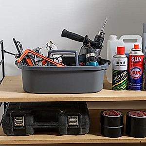 Haundry Large Cleaning Caddy with Handle, Cleaning Tool Storage Basket Organizer, Sturdy Pail Bucket Organizer, Household Bucket for Cleaning Supplies - Gray