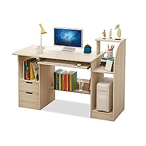 Computer Desk FANG Desktop Table Student Writing Desk Solid Wood Desk Large Capacity Storage with Drawable Keyboard and Independent Host Bits