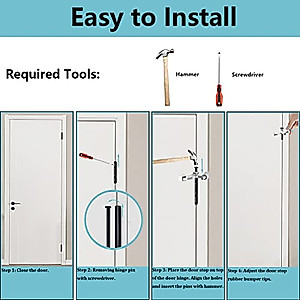 OBTANIM 8 Pack Hinge Pin Door Stopper Heavy Duty Metal Adjustable Door Stops with Rubber Bumper Tips (Silver)