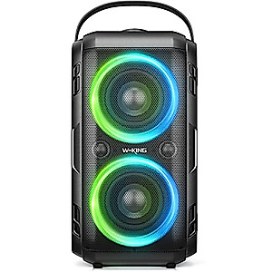 W-KING Loud Bluetooth Speakers with Subwoofer, 80W Party Portable Outdoor Speakers Bluetooth Wireless -Deep Bass, Huge 105dB Sound, Mixed Color Lights, 24H Play, AUX, USB Play, TF Card, Non-Waterproof
