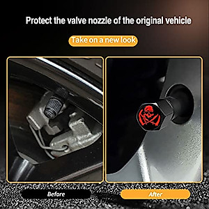 Ajxn 4 Pack Skull Car Wheel Tire Valve Stem Caps Airtight Dust Proof Covers Universal Tire Air Valve Caps for Cars, Trucks, Bicycles, Car Accessories for Men and Women (Red Scarf Skull #29)