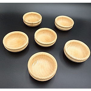 Tubibu Set of 6 Ash Wood Mini Bowls Set, Handmade, Handcrafted Wooden Mini Bowls, Pinch Bowls, Condiment Cups, Salt Cellars, Dip Sauce, Nuts, Candy, Fruits, Appetizer, and Snacks