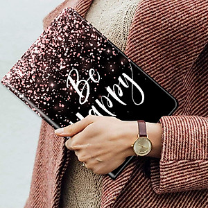 Case for Samsung Galaxy Tab S8 Plus 2022/ Tab S7 FE 5G 2021/ Tab S7 Plus 2020 Tablet 12.4-inch, Multi-Angle Bracket with Automatic Sleep/Wake Protection Case - Rose Gold Glitter Black Be Happy