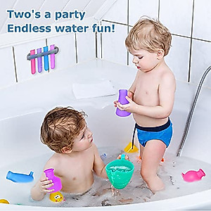 Bath Toys for Kids Ages 4-8, Silicone Bathtub Toys with Mesh Bag, Possess 3 Unique Color Changing, Includes 4 Beaker, Test Tube and Inspiration Cards, Perfect STEM Gift for Toddlers, Boys & Girls