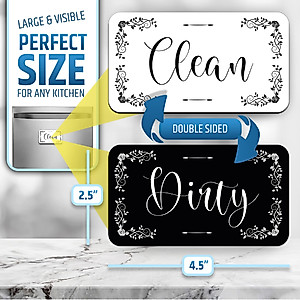 HMmagnets Dishwasher Magnet Clean Dirty Sign That Will Never Fall - Magnetic Dirty/Clean Indicator | Thicker & Stronger (Upgraded Magnets) | Doesn’t Peel | 4.5 * 2.5 Inches - Modern Decorative