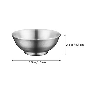Kichvoe Korean Bowl Soup Bowls Ramen Noodle Bowls Stainless Steel Bowl Korean Bowls Double Walled Serving Bowl for Udon Pho Dessert Cereal Salad 15cm Metal Bowls