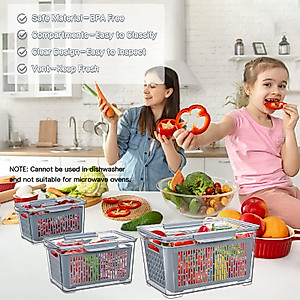 Fistone Fresh Produce Fruit Vegetable Storage Containers 3Piece Set, BPA-Free Fridge Storage Container with Lid & Colander, Fridge Organizers, Keep Fresh for Produce,Fruit and Vegetable