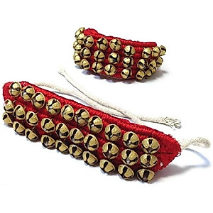 Art Of Creation Kathak Ghungroo Anklet Bells 3 Line 60 Big Bells Musical Dancing Instrument Classical Bharatnatayam Kuchchipudi Ghungru (Red Paded)