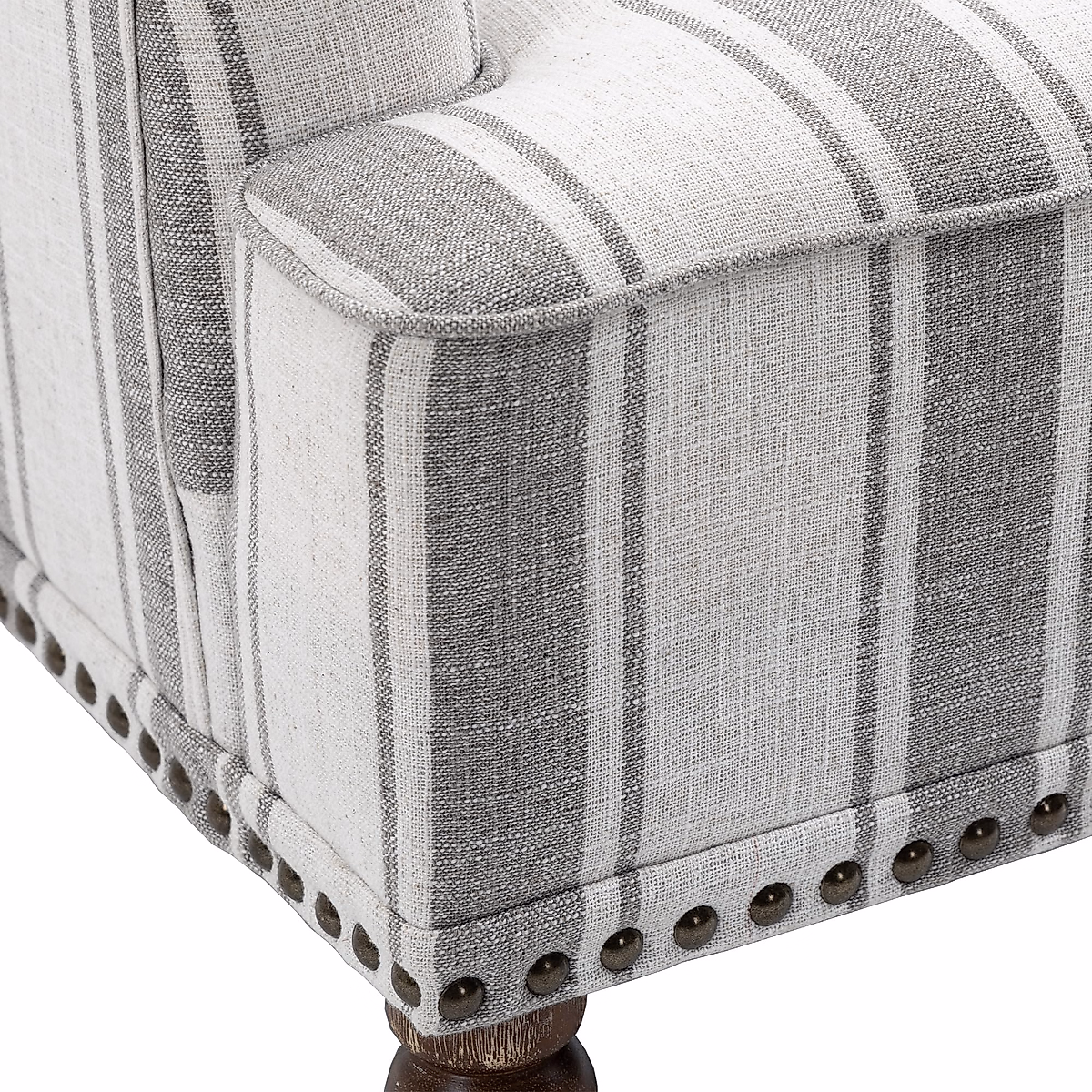 UIXE Stripe Accent Chair Arm Chair, Modern Nailhead Trim Club Armchair with Wood Legs, Comfy Living Room Single Sofa Reading Seat Bedroom Side Seating for Home Office, Gray