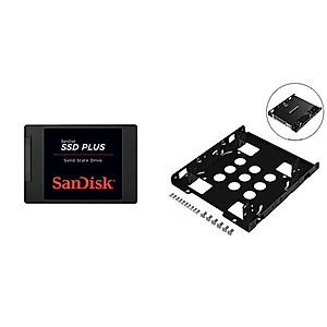 SanDisk SSD PLUS 240GB Solid State Drive (SDSSDA-240G-G26) [Newest Version] with Sabrent 2.5 Inch to 3.5 Inch Internal Hard Disk Drive Mounting Kit (BK-HDDH) bundle
