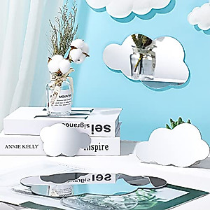 8 Pcs 3D Acrylic Cloud Shape Mirror Wall Art Decor Removable Self Adhesive Decorative Cloud Mirror Stickers Decals for Kids Girls Bedroom Bathroom Playroom Living Room Nursery Decoration