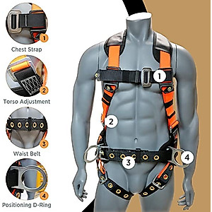 AFP Demon Fall Protection Comfortable Safety Harness (OSHA/ANSI PPE)
