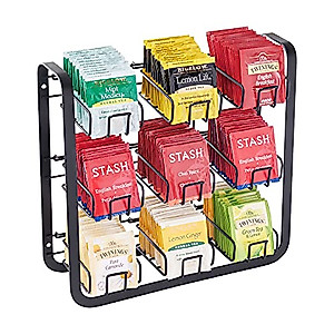 NHZ Stainless Steel 3 Tier Tea Bag Holder - Organizer for Over 180 Tea Bags, Storage Cabinet and Counter, Wall Mount Available