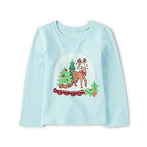 The Children's Place Baby-Girls and Toddler All Holidays Long Sleeve Graphic T-Shirts Christmas Snow Globe 5T