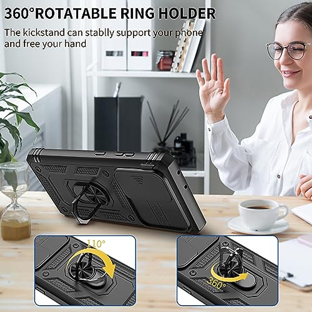 IYTRRYH for Samsung Galaxy S23 Ultra Case Compatible with Magnetic Wireless Charging with Screen Protectors, S26 Ultra Case Built-in Kickstand Ring Military Grade Drop Protection Shockproof Pink