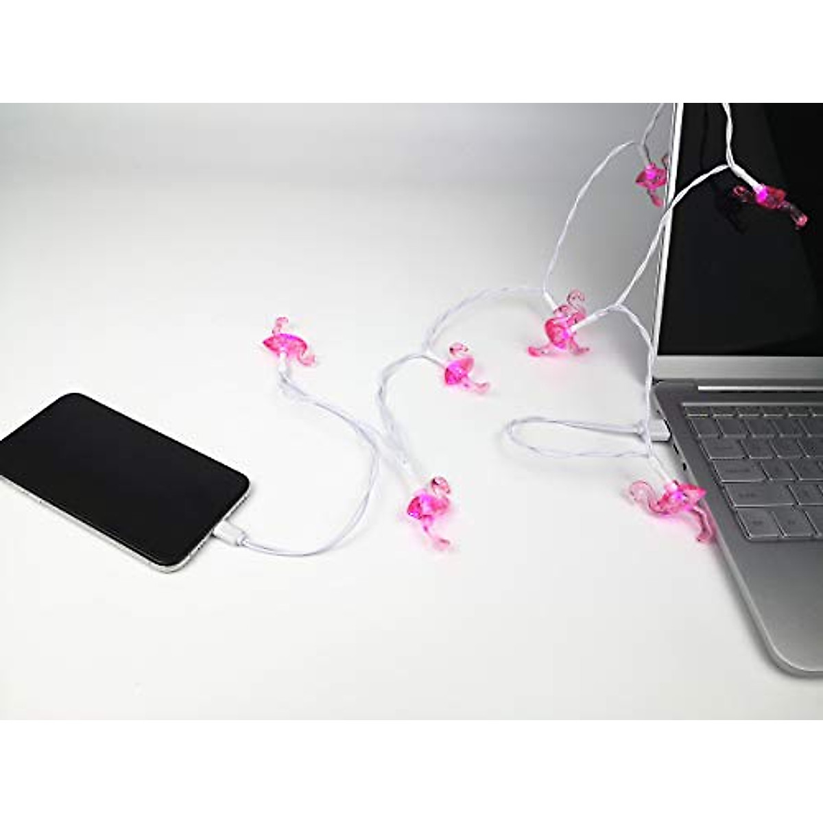 YAGE Tale Pink Flamingo USB Christmas Light Phone Charger Cord Designed for Women 50inch 8LED Compatible with Phone 11,11Pro,11Pro Max,12,12Pro,12Pro Max,13,13Pro,13Pro Max,14,14Pro,14Pro Max etc