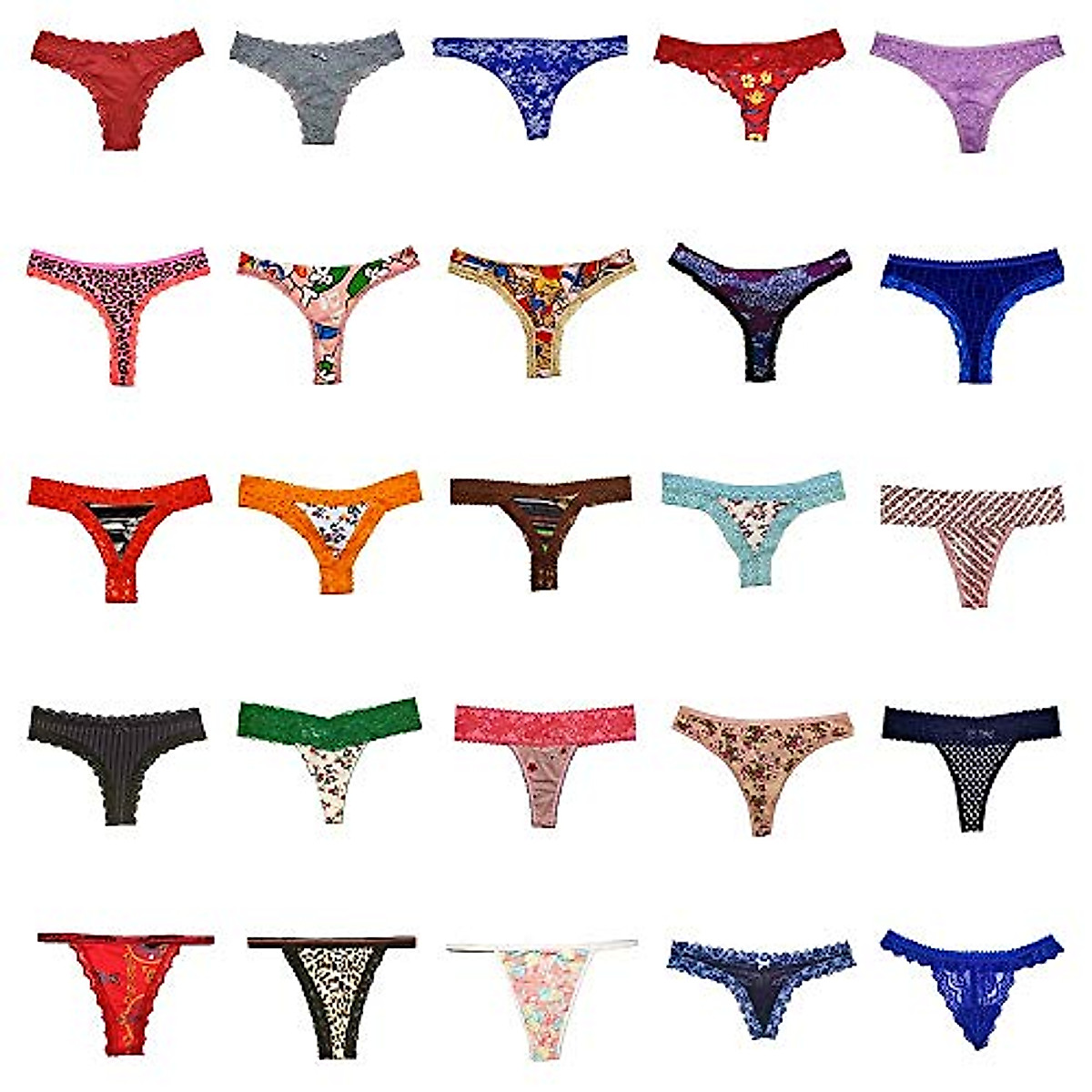 Dircho Women Underwear Variety of Panties Thong G-string T-back Tanga Pack of 10&20 (10 Pcs, XX-Large)