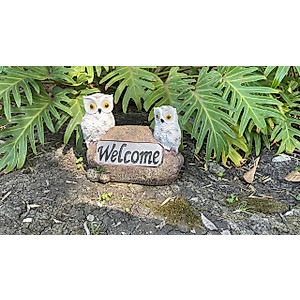 VP Home Welcome Owls Solar Powered Outdoor Decor LED Garden Light Welcome Owl Statues Outdoor owl Decor Funny Figurine Decor for Outside Patio, Yard, Lawn