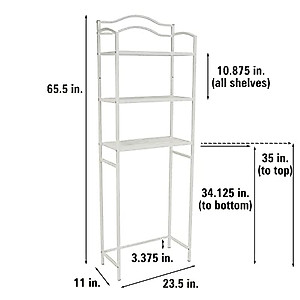 Household Essentials 3-Tier Metal Over the Toilet Bathroom Storage Shelf, White