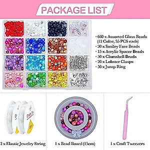 Xmada 829 PCS Bracelet Making Kit - 660 PCS Glass Beads for Jewelry Making, 12 Colors Assorted Beads Bracelet Kit, Crystal Beads, Jewelry Making Kit for Teen