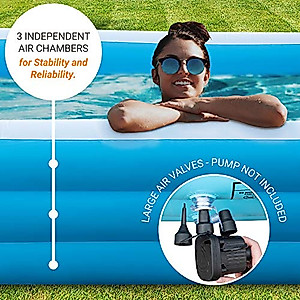 AsterOutdoor Inflatable Swimming Pool Full-Sized Above Ground Kiddle Family Lounge Pool for Adult, Kids, Toddlers, 77" x 55" x 23" Thickened, Blow Up for Backyard, Garden, Party, Blue