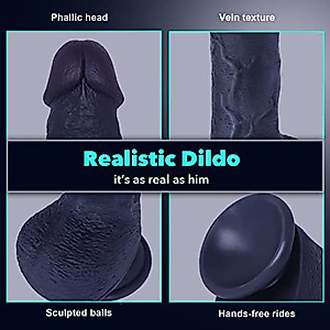 8.9'' Life-Like Thrusting Dildo for G-spot - Latune Alex Extra-Intense Thrusting Vibrator with Remote, 3 Thrusting & 5 Vibration Realistic Dildo, Sex Toy for Women (Black)