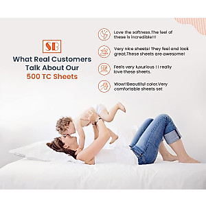 SGI 500 TC 100% Egyptian Cotton Bed Sheets, Luxurious Soft for Premium Hotel Quality 4Pc Sheet Set - 1 Fitted Sheet, 1 Flat Sheet & 2 Pillowcase 15" inch Deep Pocket (King, Light Grey Solid)