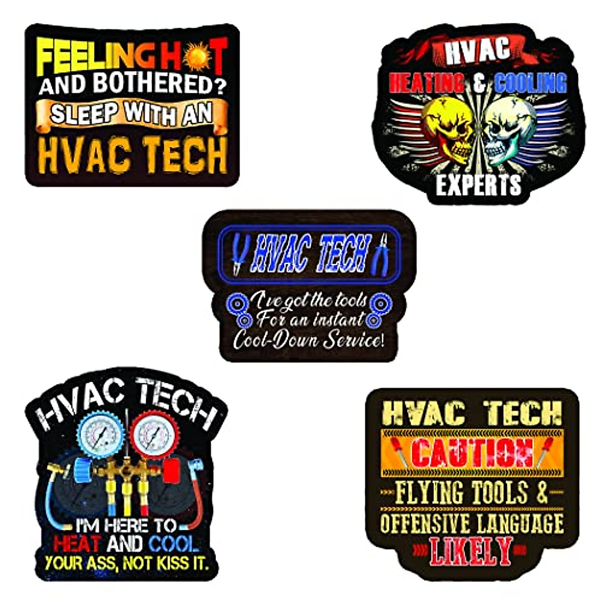 HVAC Stickers – Perfect for Any HVAC tech. Our Hard hat Stickers Include Images of HVAC Tools and Make Perfect HVAC Accessories. - Our Construction Stickers are Waterproof Vinyl Stickers. Pack of 14